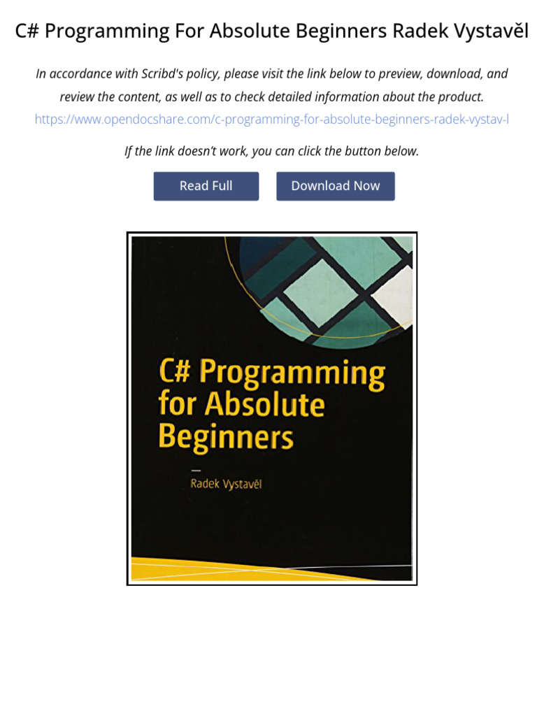 C# Programming for Absolute Beginners Radek Vystavěl | PDF | Computer Program | Programming