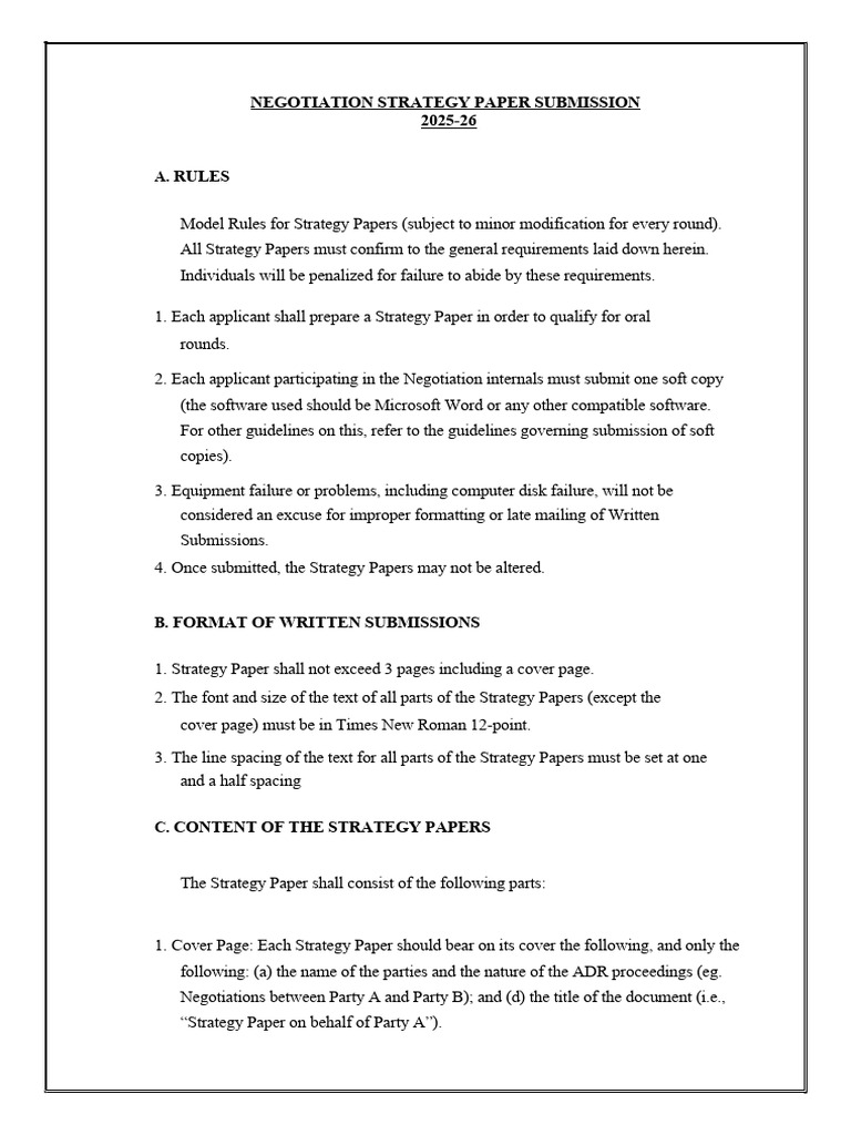 Guidelines for Negotiation Strategy Paper Submission | PDF | Justice ...