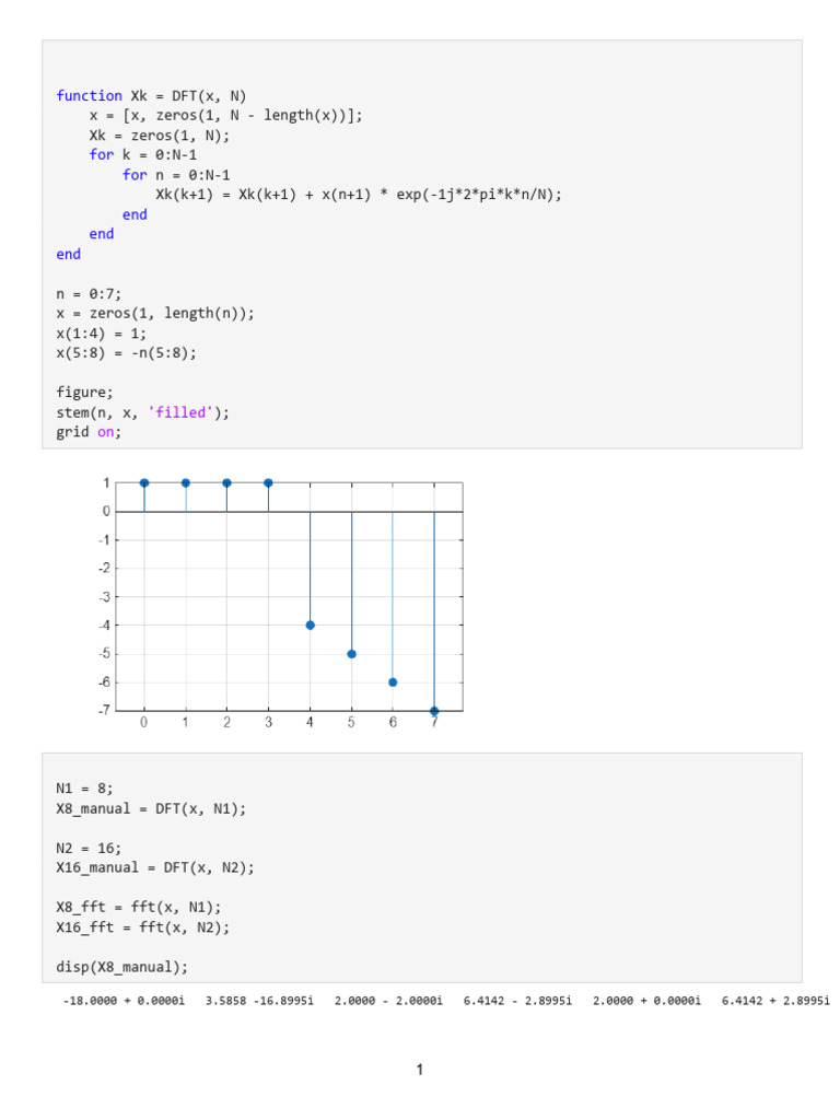 MATLAB DFT and FFT Implementation Guide | PDF