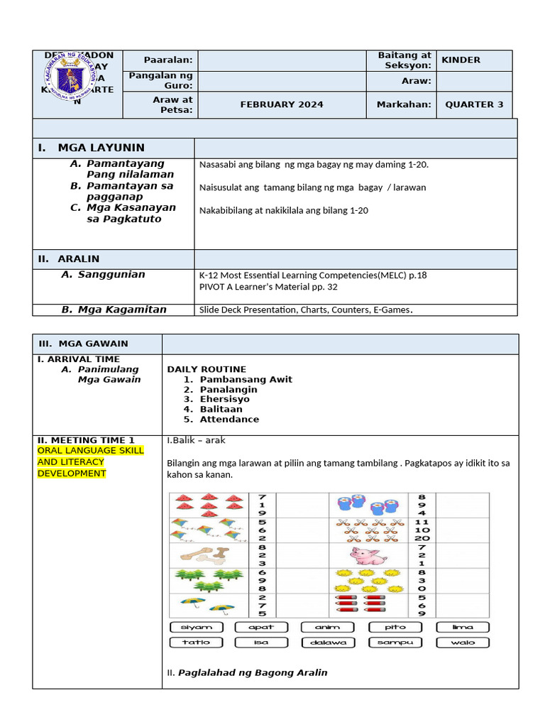 Cot Bilang 1-20 Final | PDF