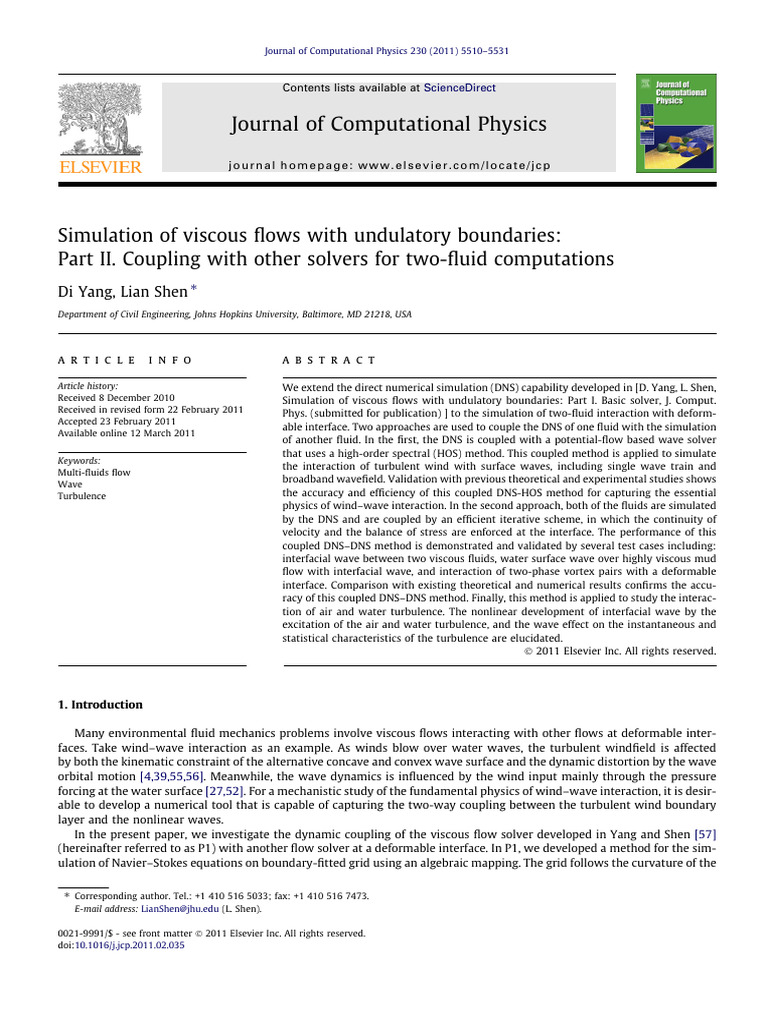 Coupled DNS for Two-Fluid Flow Simulations | PDF | Fluid Dynamics | Waves