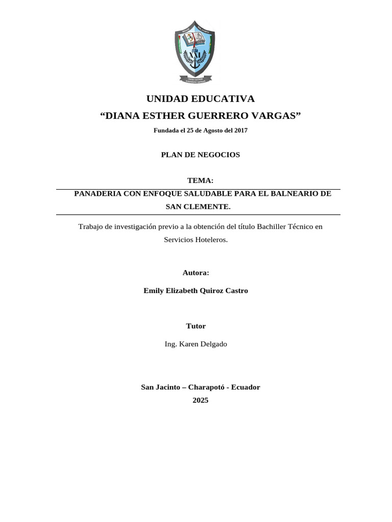 PLAN DE NEGOCIOS EMILY | PDF | Calidad (comercial) | Iniciativa empresarial