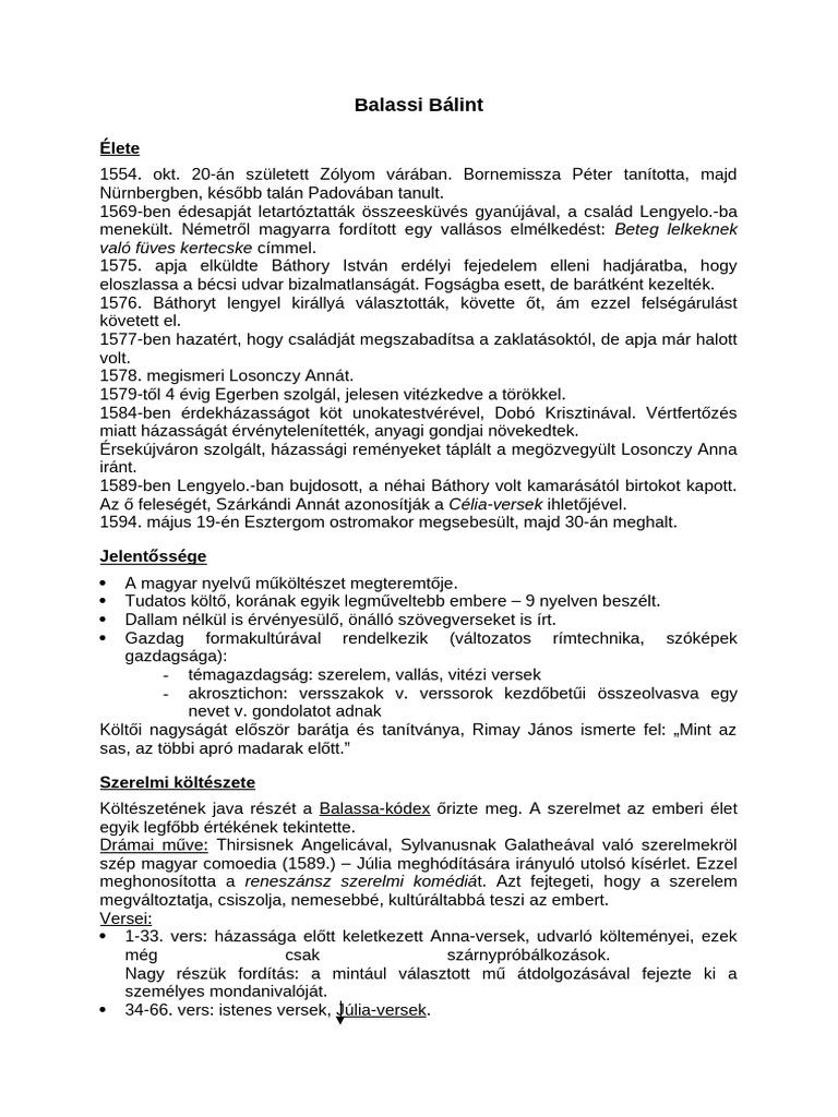 Balassi Balint | PDF