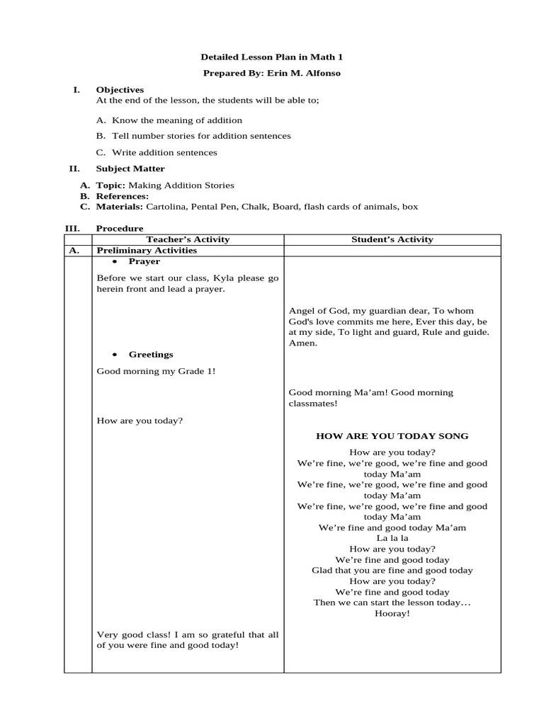 Detailed Lesson Plan in Math 1 EDITED | PDF