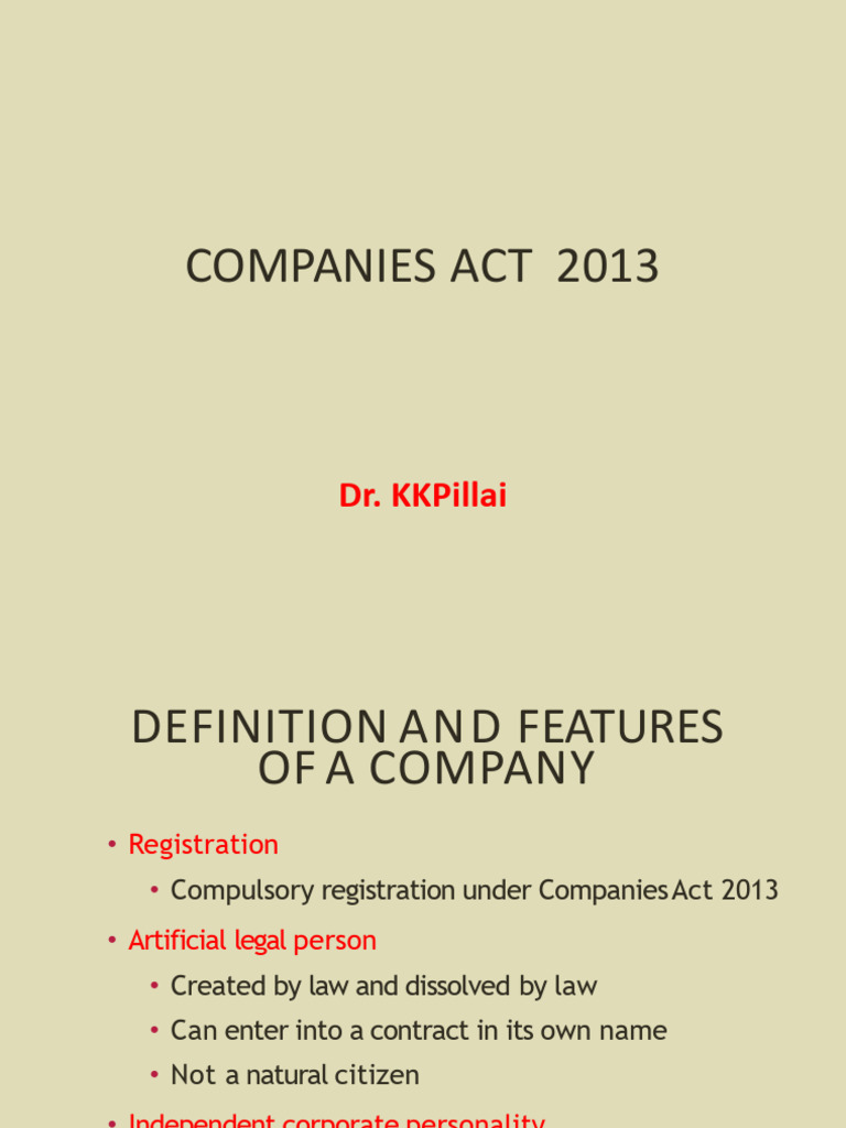 Overview of Companies Act 2013 | PDF | Partnership | Companies