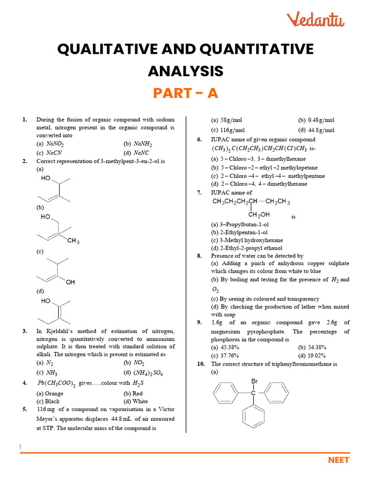 NEET Organic Chemistry Practice Questions | PDF | Chemical Substances ...