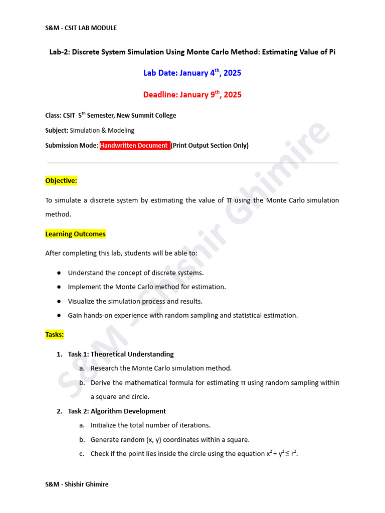 Lab-2_Discrete System Simulation Using Monte Carlo Method_ Estimating ...