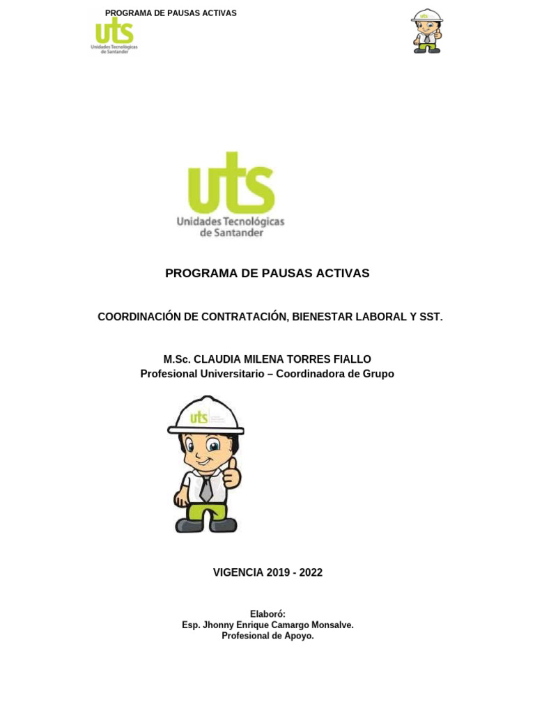 programa de pausas acticvas MODELO | PDF | Mano | Estrés (biología)