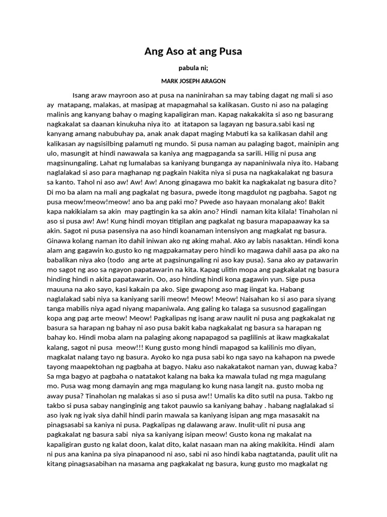 Ang Aso at Ang Pusa | PDF