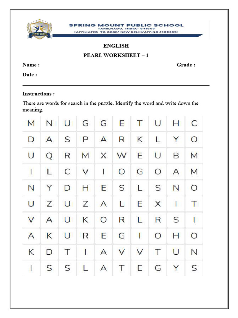 Grade 5 - English PT 2 Worksheet 1 | PDF