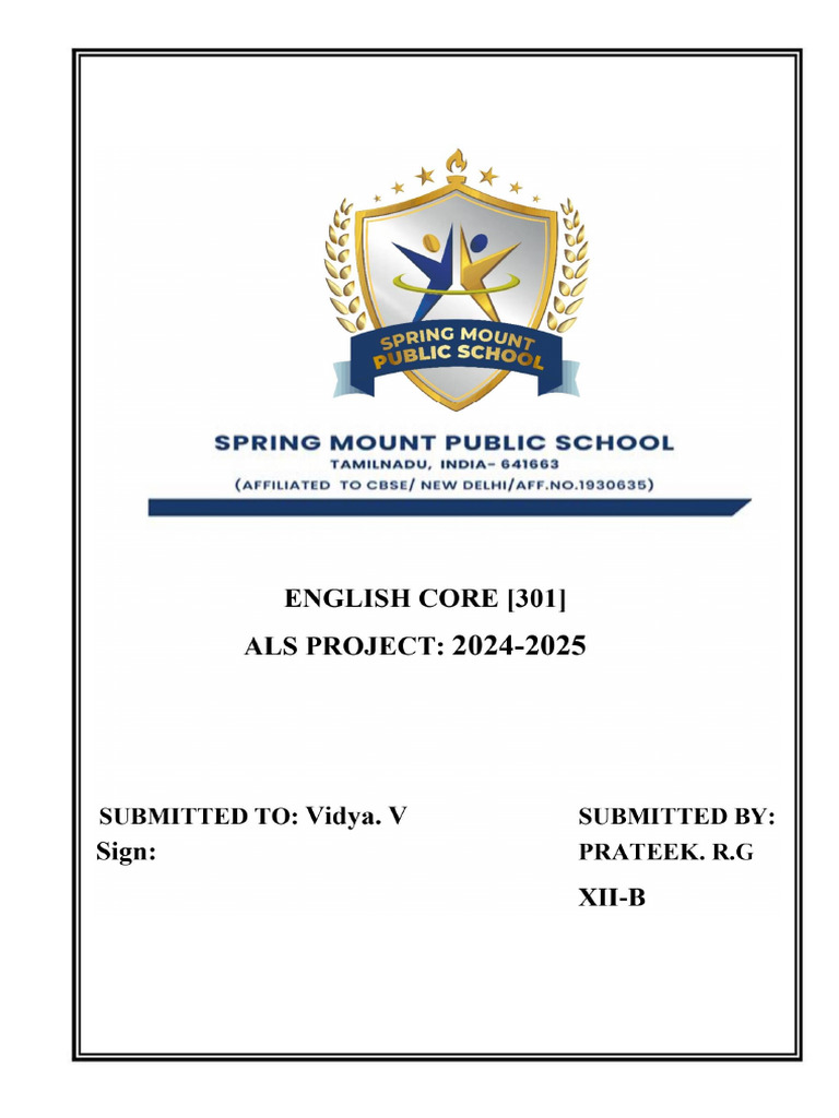 English Project Front Page | PDF