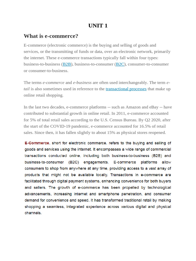 E-commerce unit 1 | PDF | World Wide Web | Internet & Web