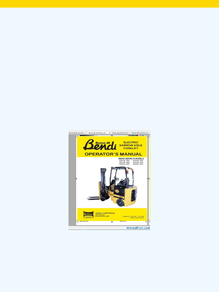 Bendi Landoll Forklift Series III Part Operators Maintenance Manual ...