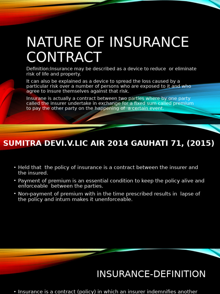 NATURE OF INSURANCE CONTRACT | PDF | Insurance | Indemnity