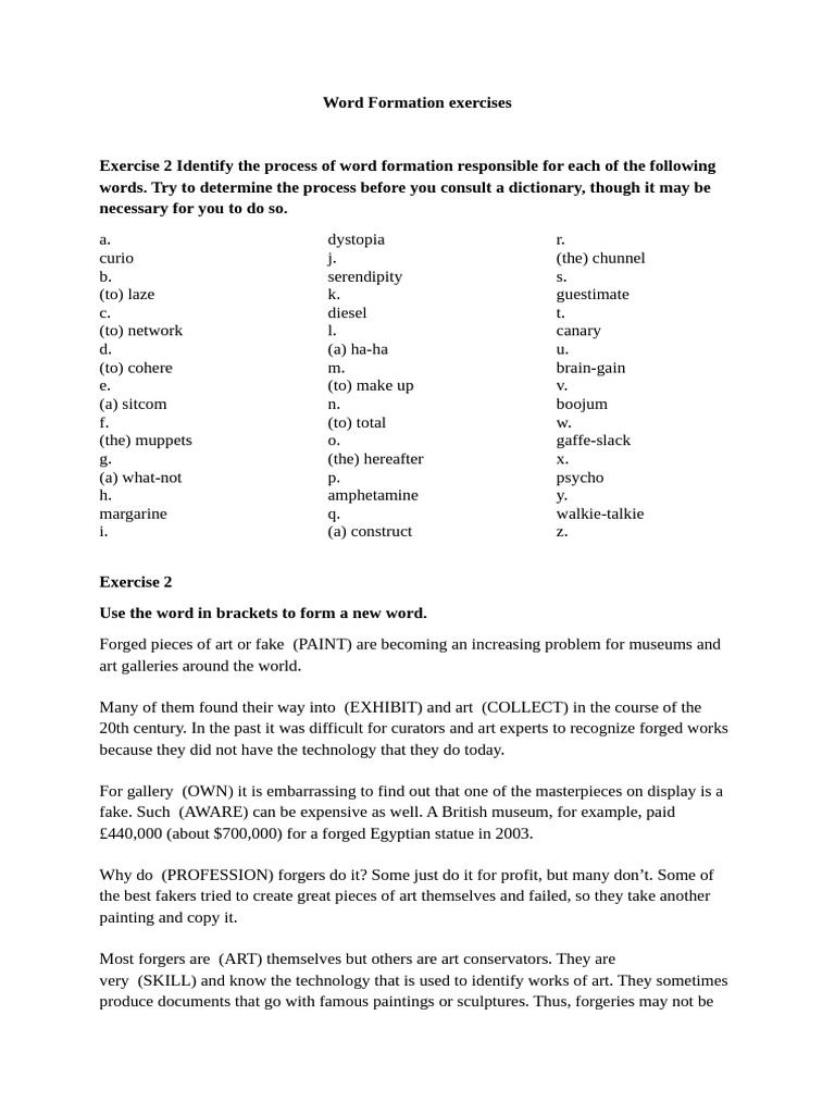 Word Formation exercises | PDF