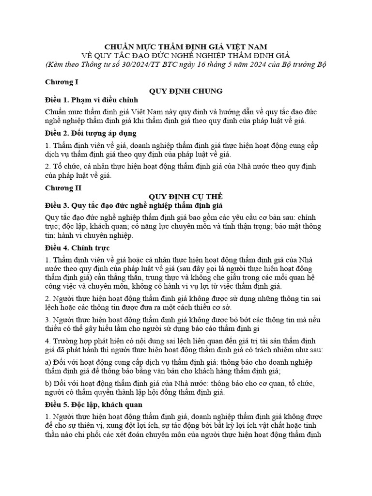 Chuan Muc Tham Dinh Gia Full | PDF