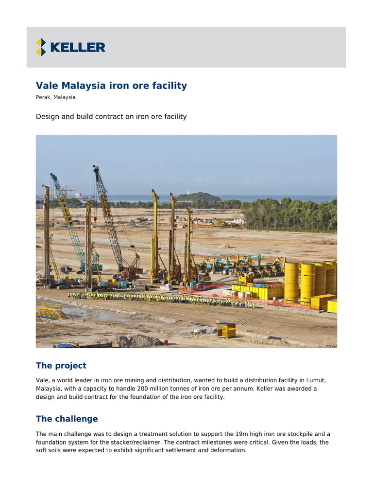 Vale Malaysia Iron Ore Facility Project | PDF