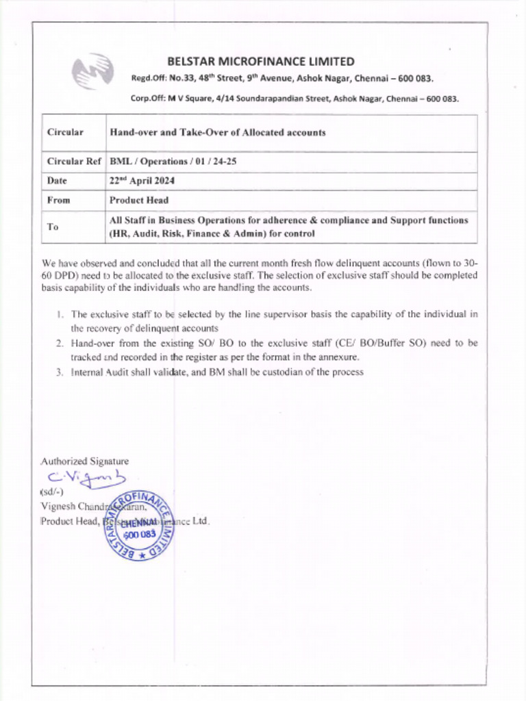01 Circular on Hand-over and Take-over Format for Exclusive Allocation ...