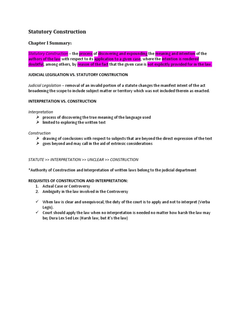 Understanding Statutory Construction and Legislation | PDF | Bill (Law ...