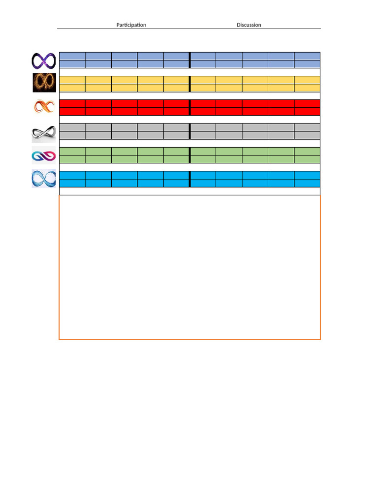 Infinity Circle Score Tracker Sheet Template | PDF