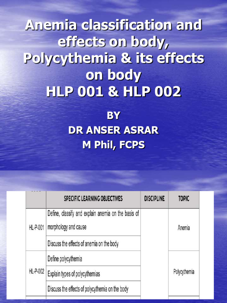 Anemia Classification and Effects On Body | PDF | Anemia | Red Blood Cell