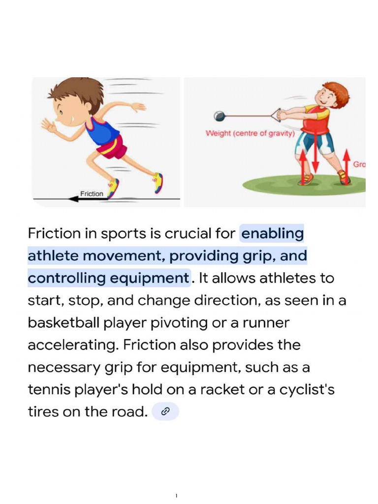 Role of Friction in Sports | PDF
