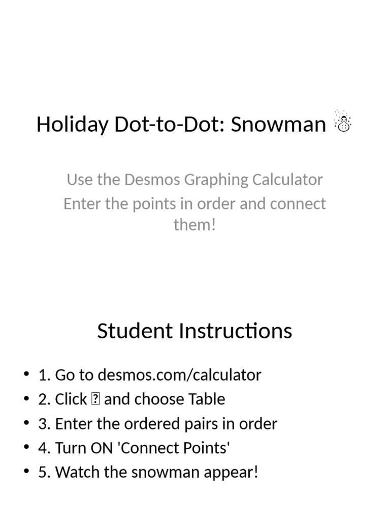 Snowman Dot To Dot Desmos | PDF