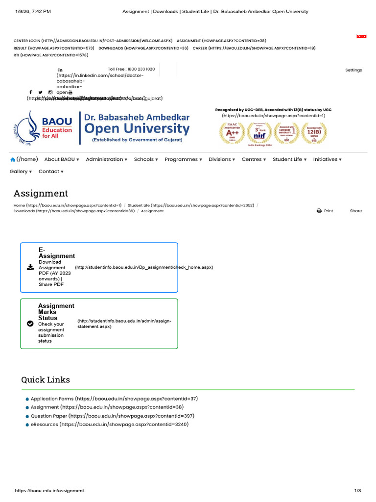 Assignment - Downloads - Student Life - Dr. Babasaheb Ambedkar Open ...