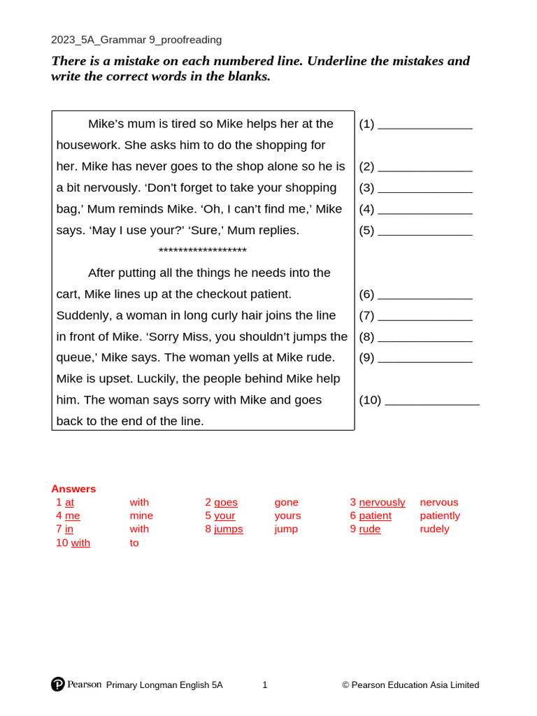 2023 5A Grammar 09 Proofreading | PDF