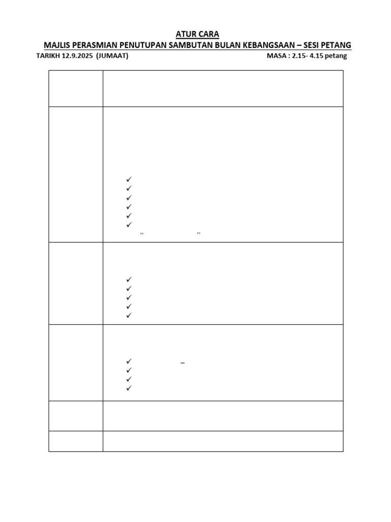 Aturcara Penutup (Petang) Edited | PDF