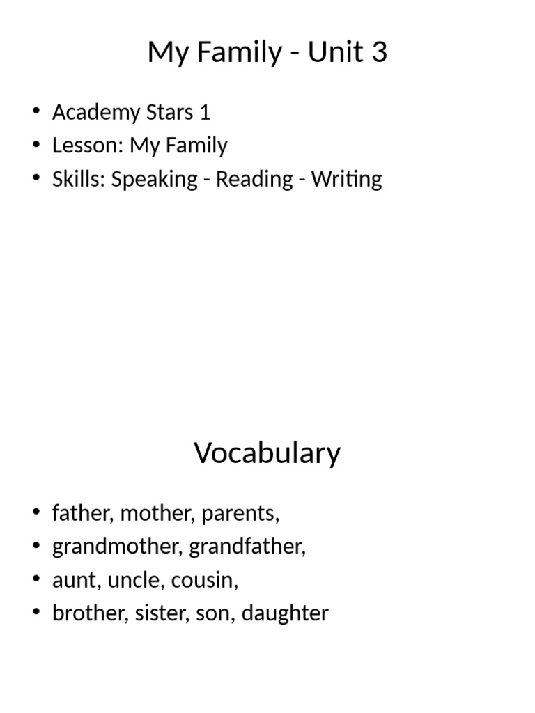 My Family Lesson Slides | PDF
