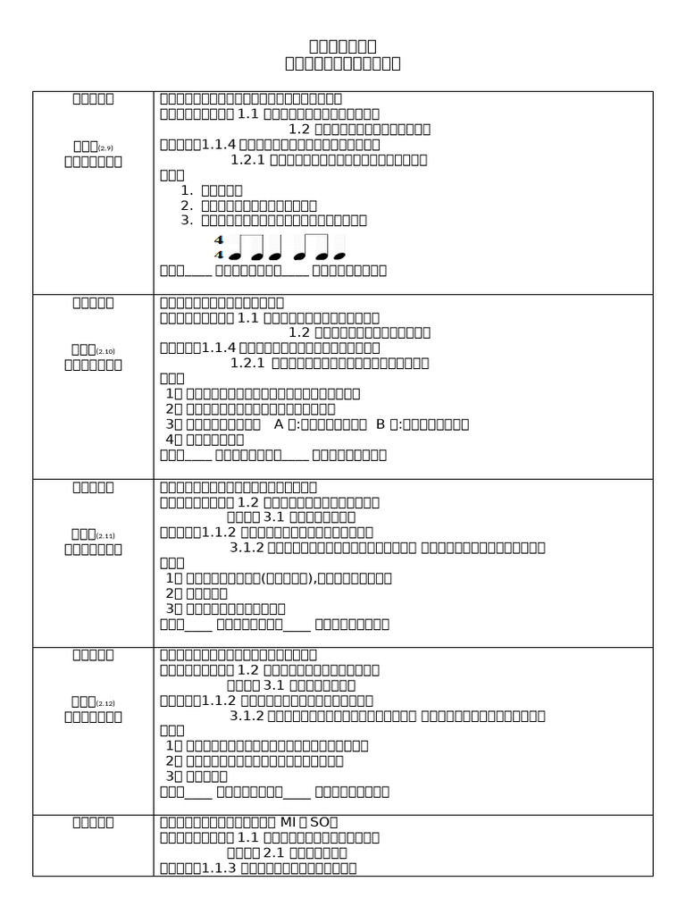 RPH Muzik Tahun 1 (Week 2.9-2.22） | PDF