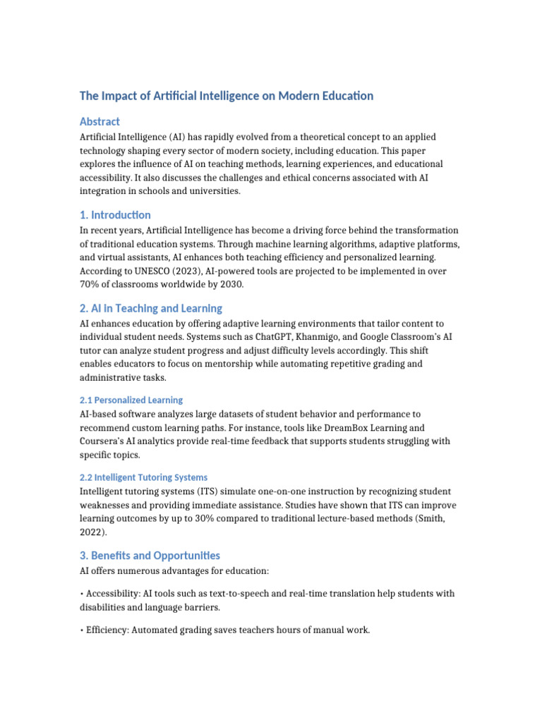 Research Paper AI in Education | PDF | Artificial Intelligence ...