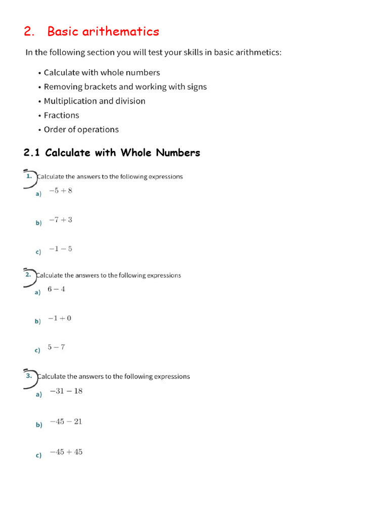 Basic Arithmetic and Algebra Concepts | PDF