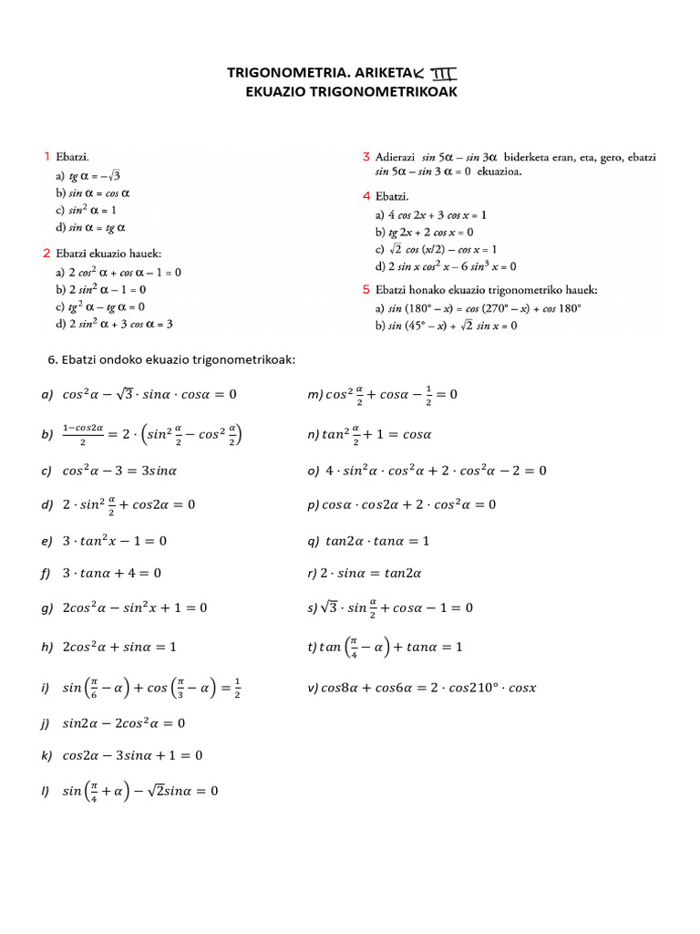 Trigonometria Ariketak III | PDF
