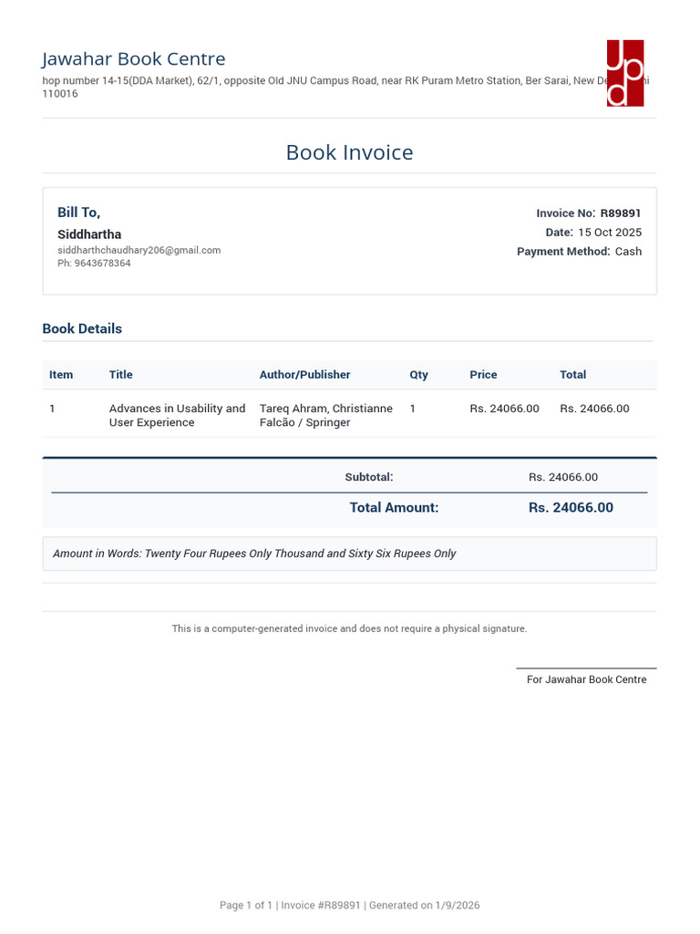 Book Invoice | PDF