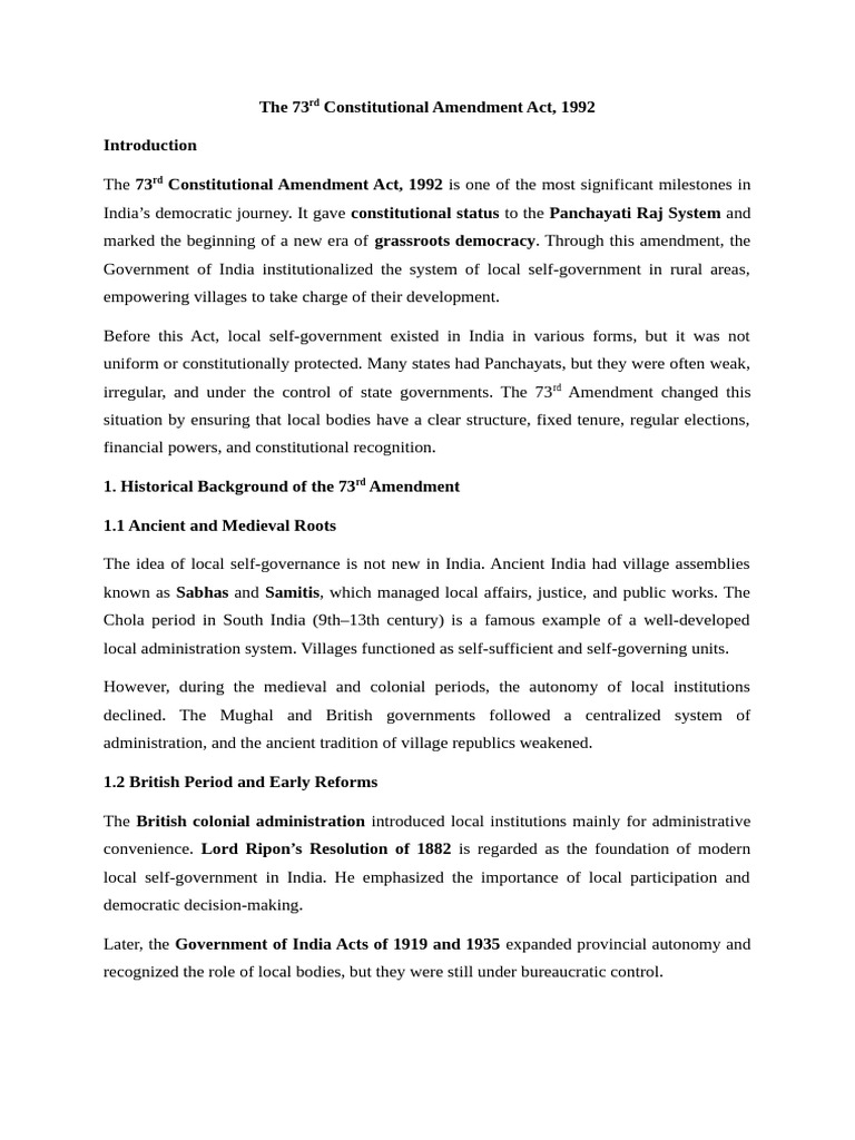 The 73rd Constitutional Amendment Act | PDF | Government | Government ...