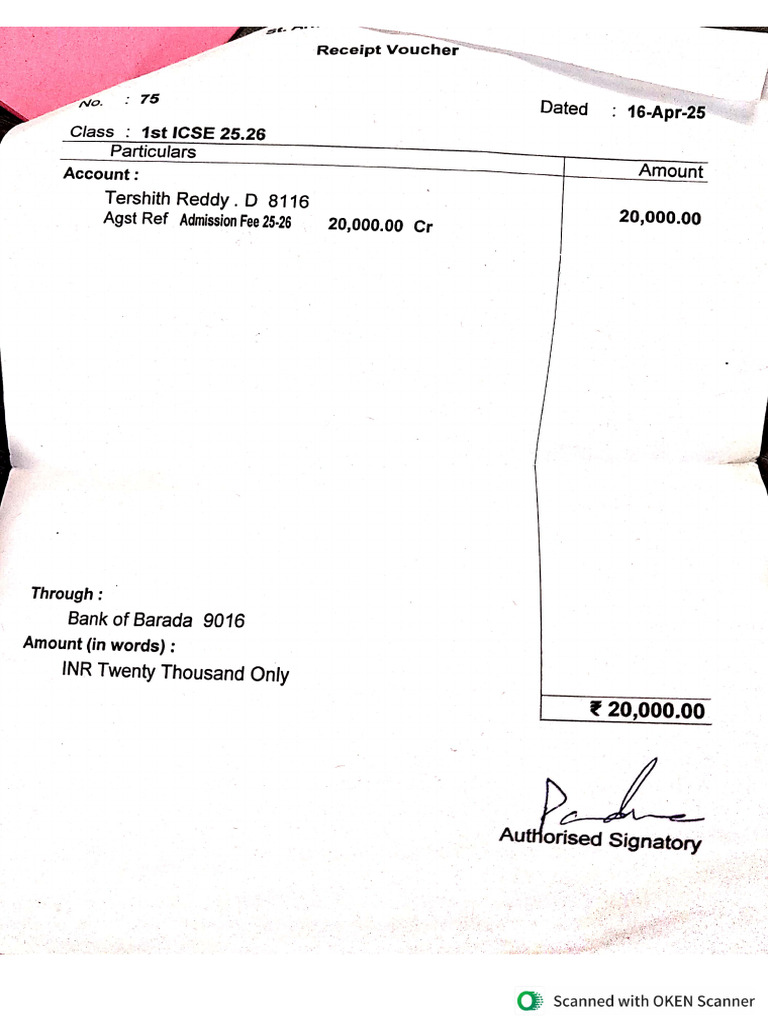Tershi School Fee Receipts | PDF