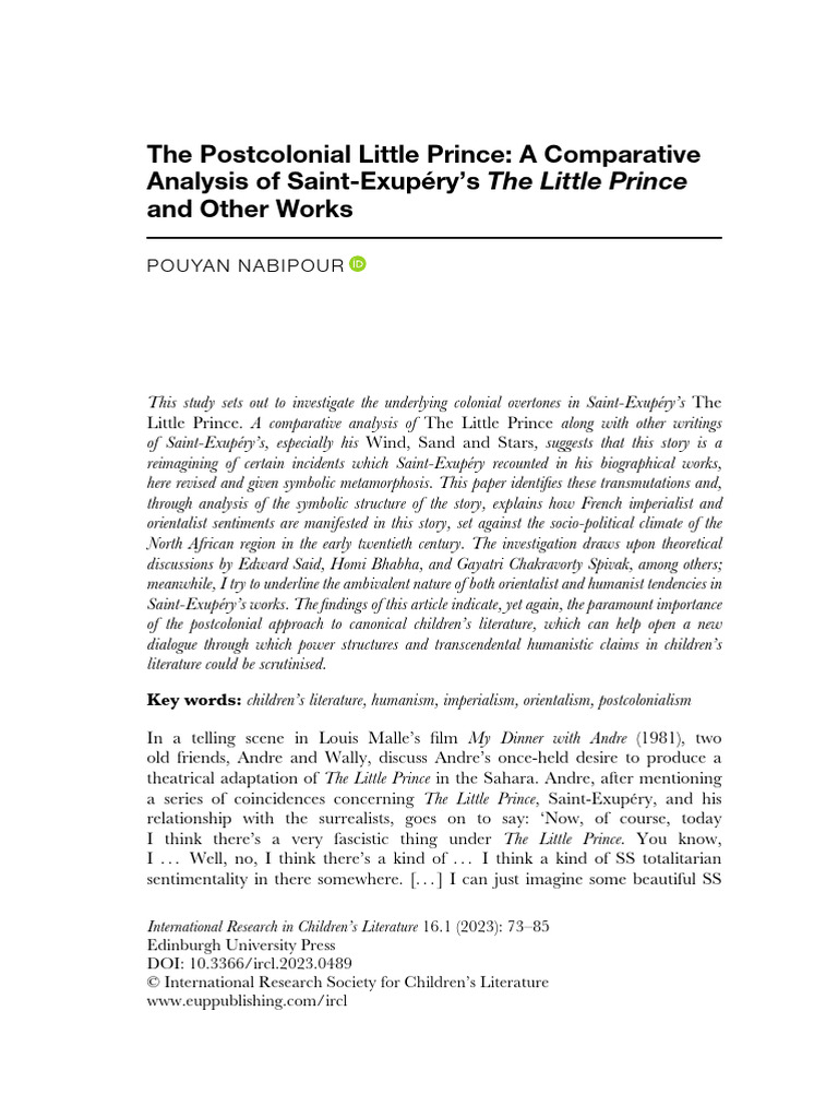 Postcolonial Analysis of The Little Prince | PDF | Postcolonialism ...