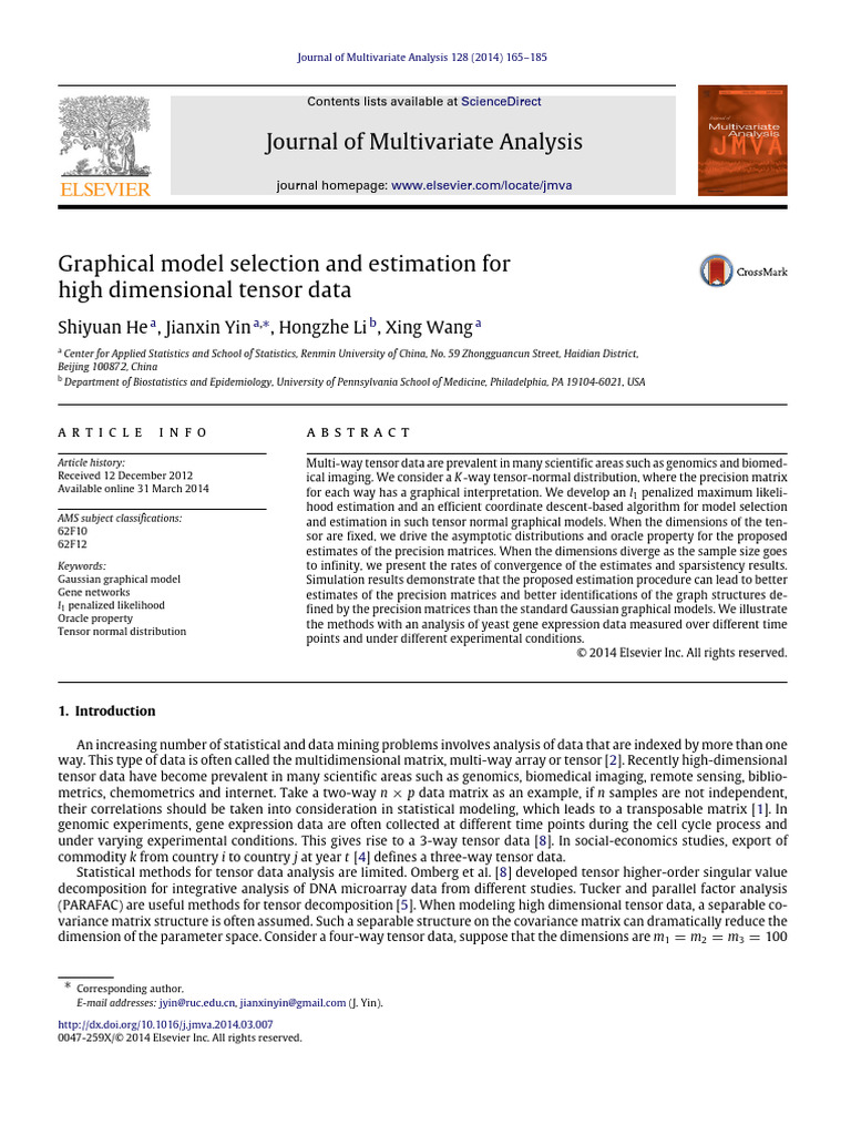 Tensor Data Graphical Model Estimation | PDF | Tensor | Matrix ...