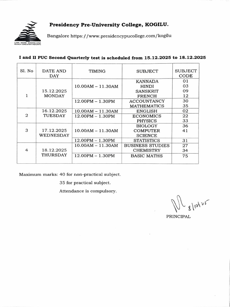 Second Quarterly Test Circular - 2025 | PDF