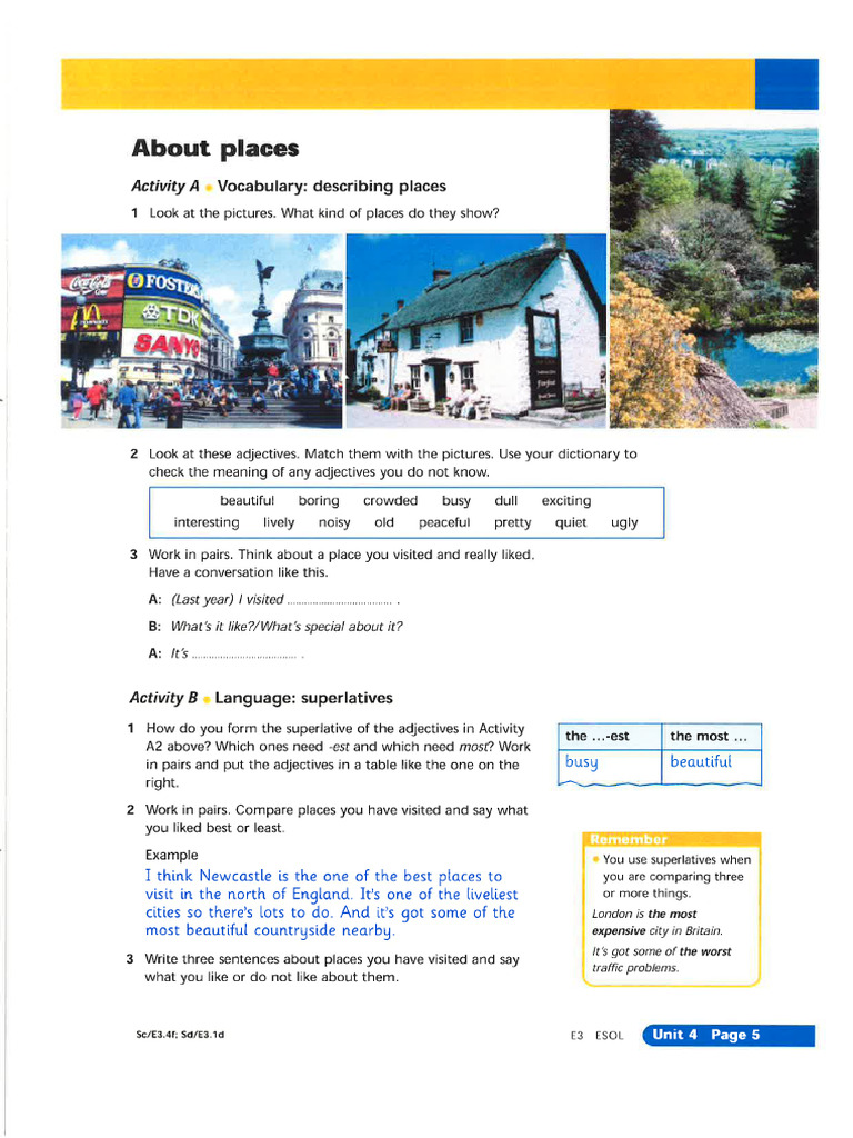 About Places - Vocab and Superlatives | PDF