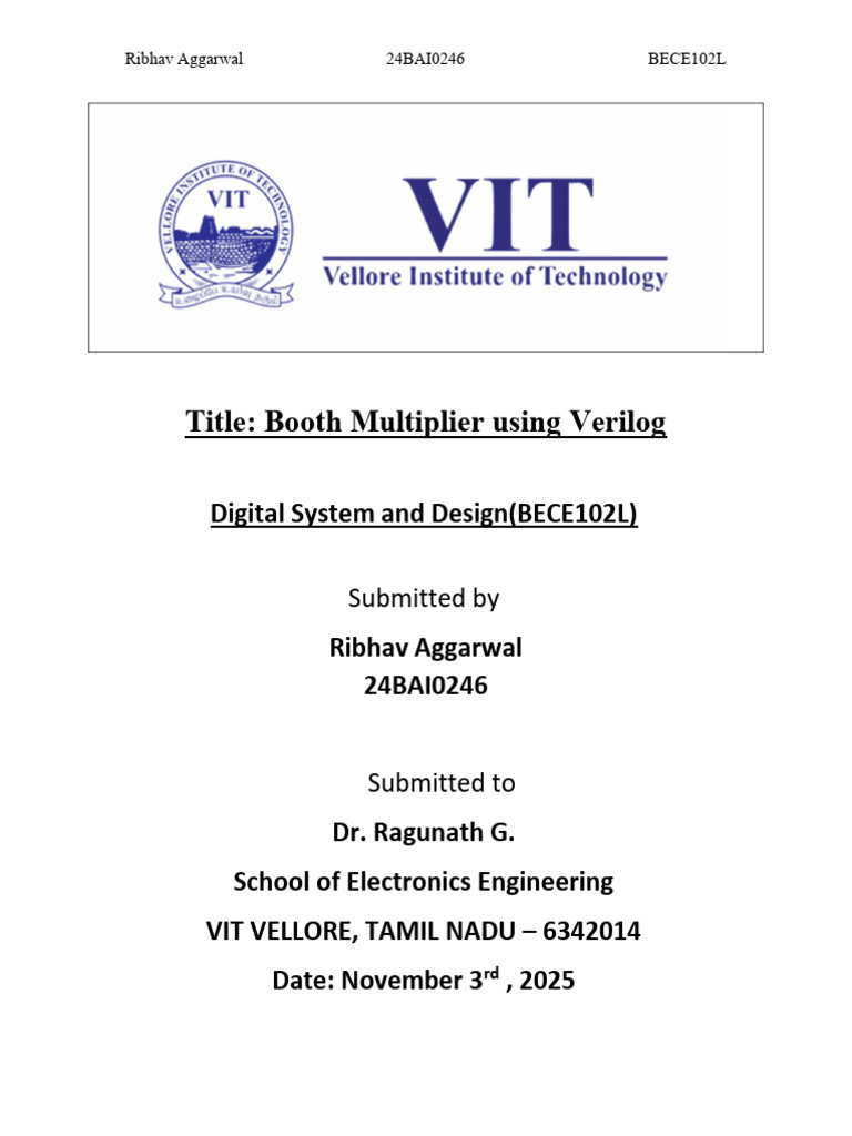 Booth Multiplier Design in Verilog | PDF | Computer Science | Computing
