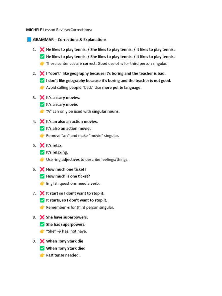 Lesson Review Michele | PDF | Verb | Language Families