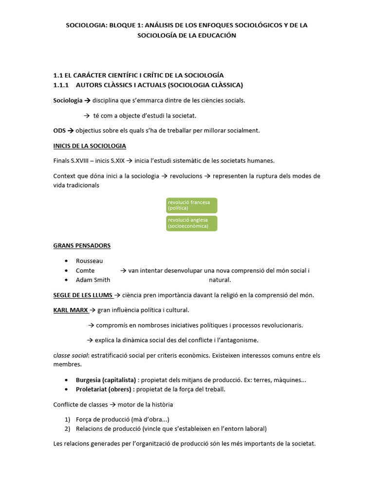 SOCIOLOGIA BLOQUE 1 | PDF