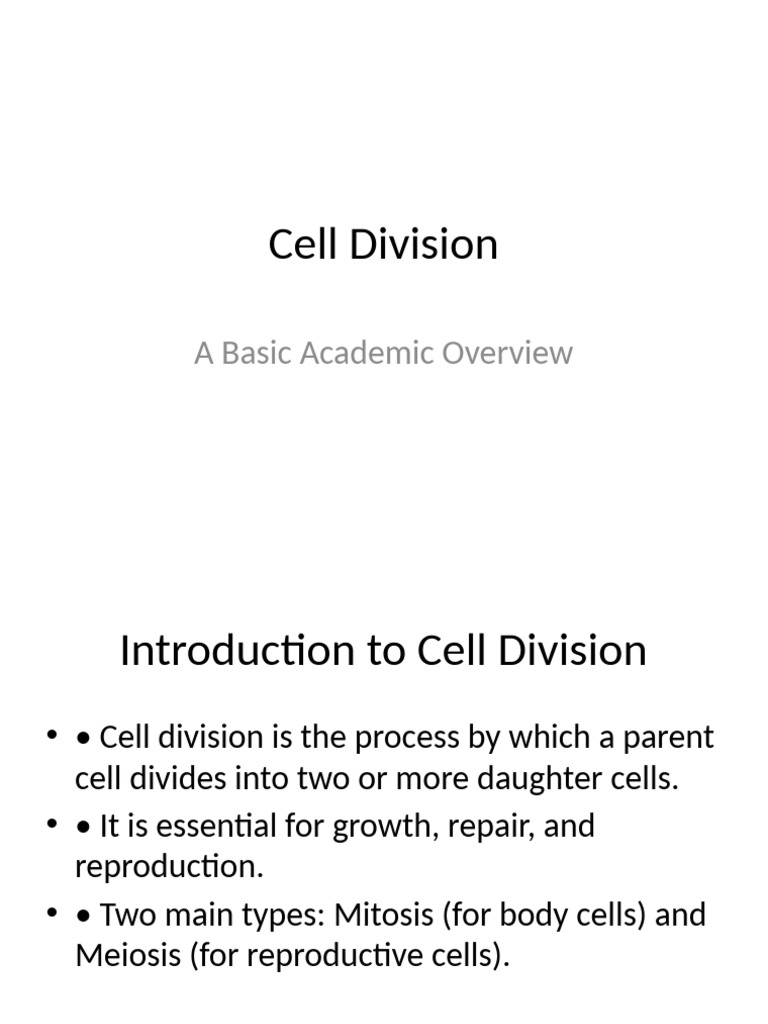 Understanding Cell Division Basics | PDF