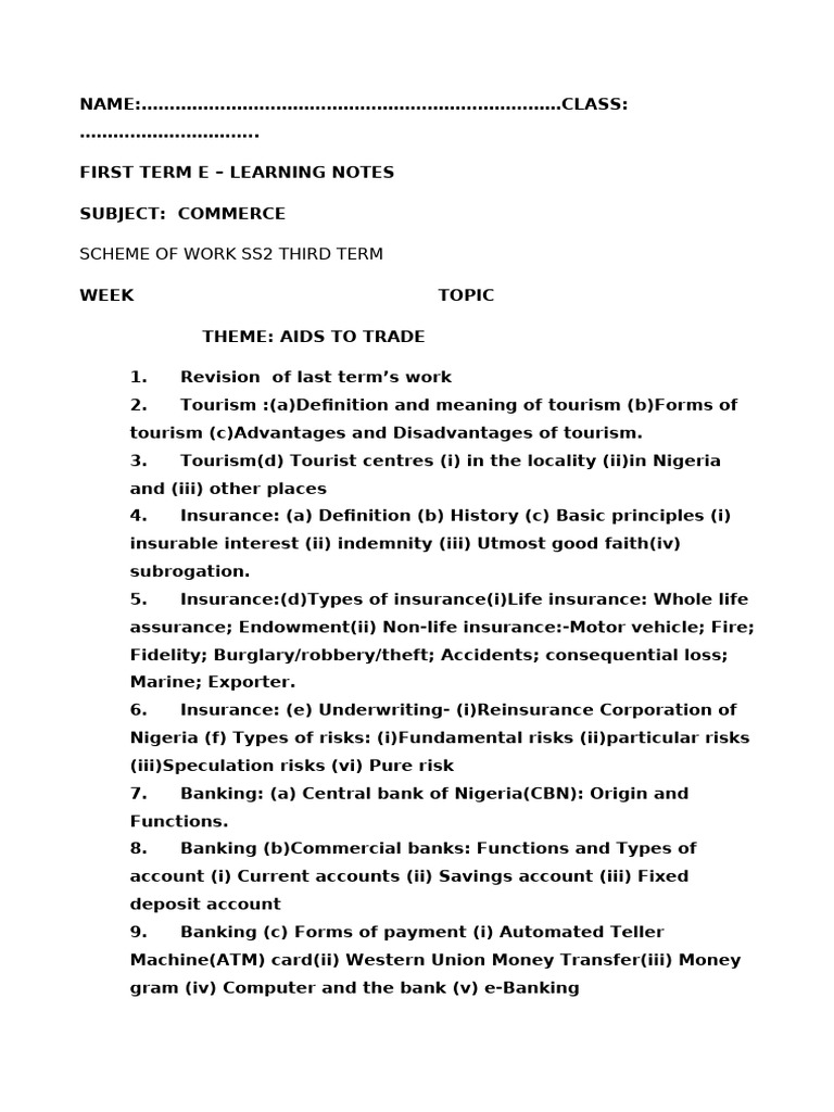 Ss2 Commerce 3rd Term Part 2 | PDF | Insurance | Liability Insurance