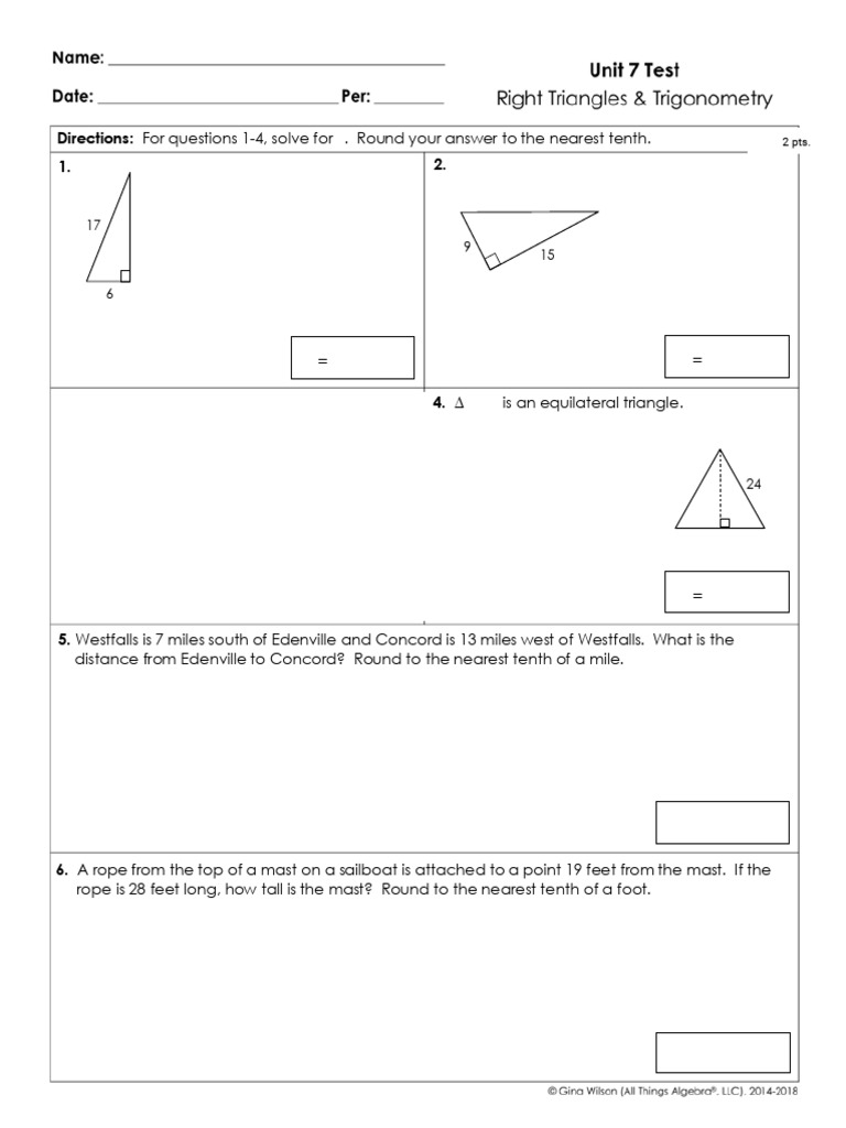 Kami Export - Unit 4 Test Right Triangle Geometry | PDF | Elementary ...