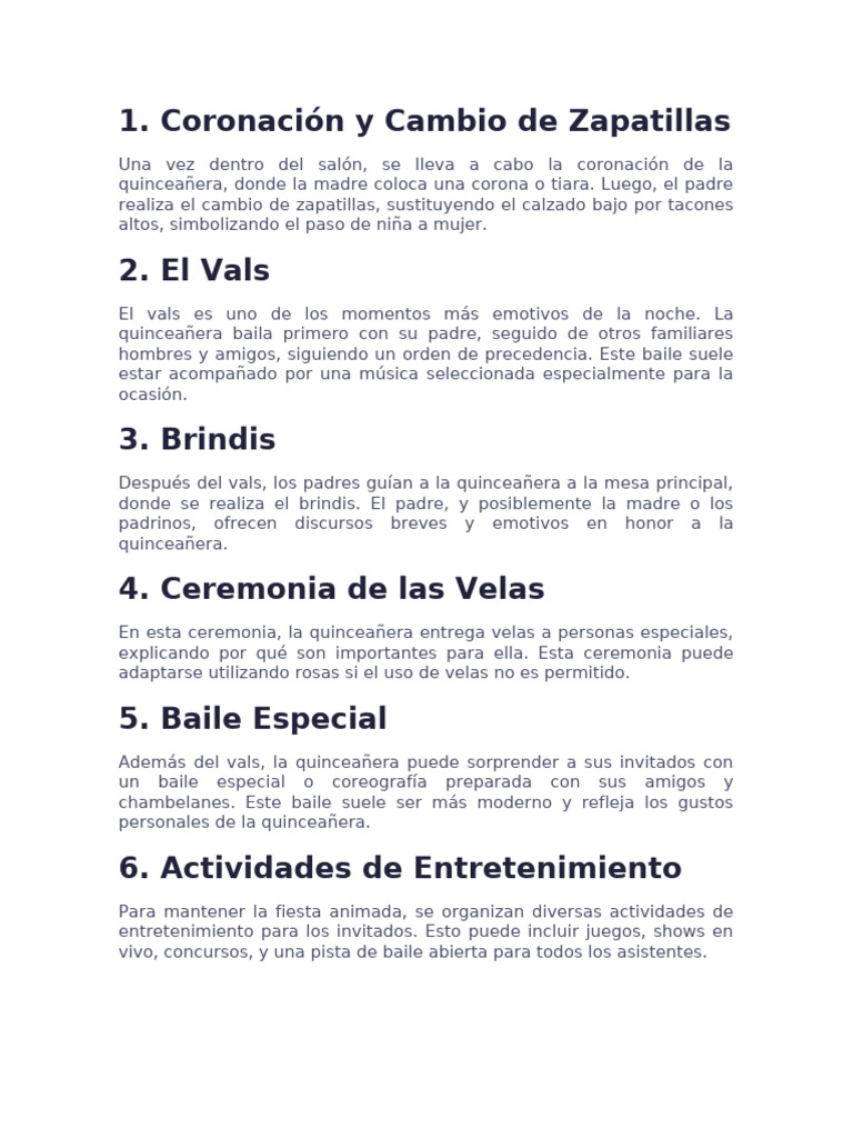 Tradiciones de una Fiesta de Quinceañera | PDF