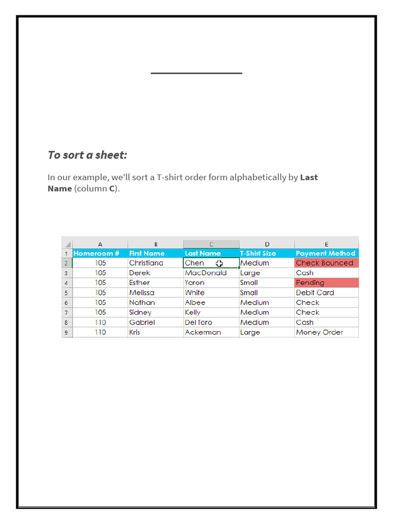 Sorting and Filters | PDF | Microsoft Excel | Computing